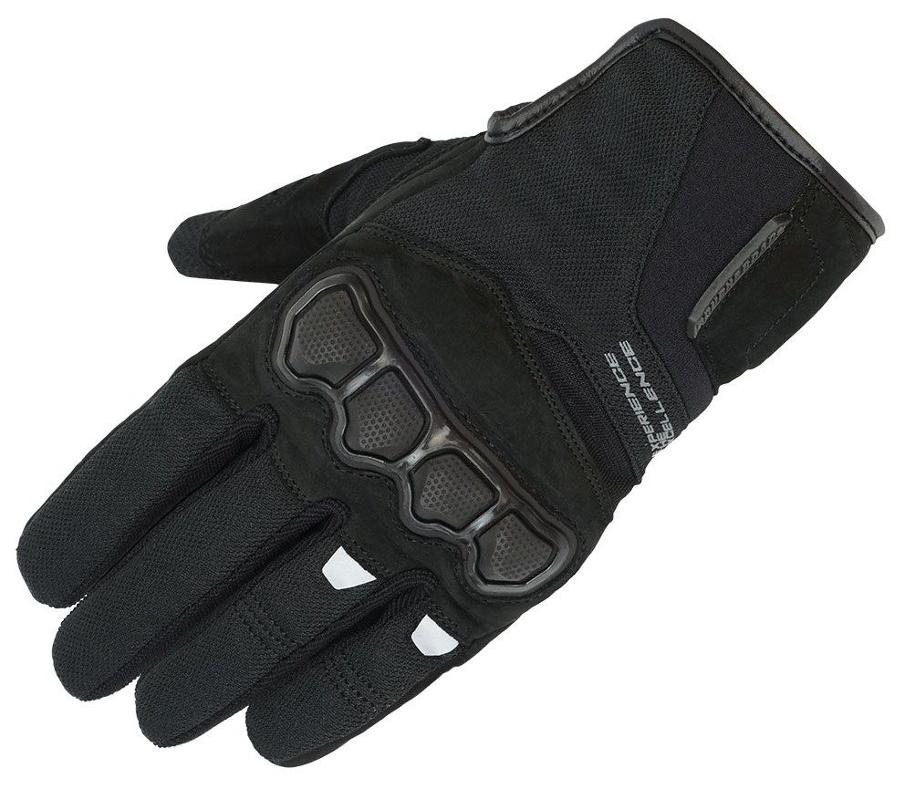 ■商品概要【カラー】オールブラック【MATERIAL】甲側／ニットジャージ、ナックルパッド、牛革掌側／牛革、スマートタッチレザー【FUNCTION】両手タッチパネル対応、リフレクター■詳細説明必要十分な機能を網羅したライディンググローブ。バ...