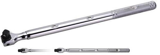 ■商品概要全長：410mm-525mm-640mm差込角： 1／2SQ■詳細説明収納時や作業スペースが限られた場所では短く、トルクフルに使用したいときは伸ばして使用できる伸縮式のスピンナーハンドルです。ドライブは、リクエストの多かった45度...