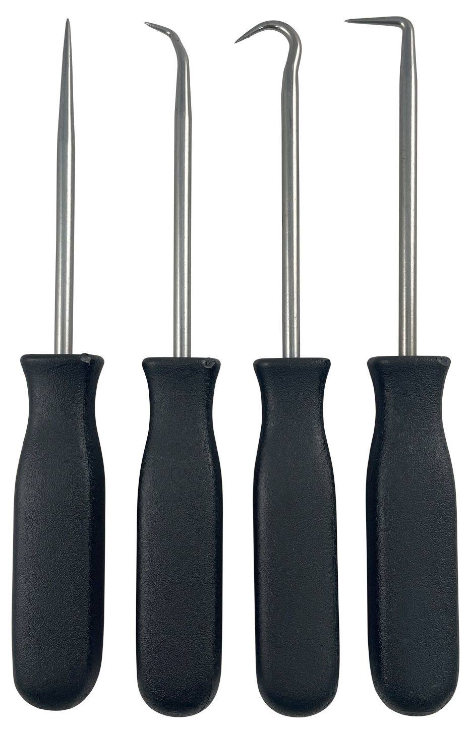 ■商品概要●軸部材質：クロームバナジウム鋼●入数：4本●軸長(mm)：約67●ハンドル長(mm)：約68●セット内容：・ストレートピック・フックピック・コンビネーションピック・90度先曲がりピック■詳細説明●コネクター端子、ストッパーの脱着...