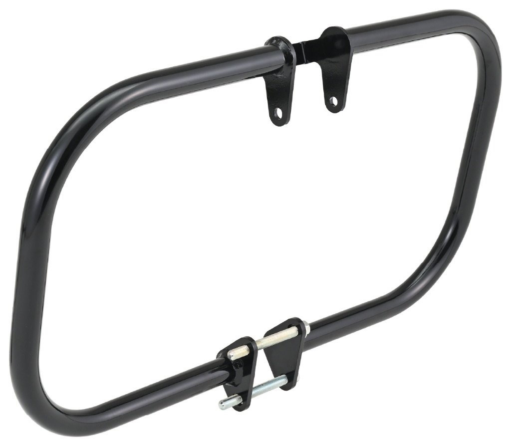■商品概要左右セットスチール製グロスブラック塗装仕上げ装着寸法：最大幅631×高さ341(mm)高強度ボルト付属MADE IN JAPAN■詳細説明大きく張り出さず目立たないパイプエンジンガード。転倒時にライダーや愛車へのダメージを軽減。ボ...