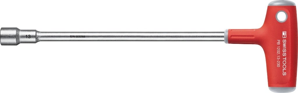 ■商品概要サイズ(mm)：13軸長(mm)：230重量(g)：234■詳細説明人間工学に基づいたクロスハンドルはソフトな表面を持ち、手にぴったりフィットします早回しのための円筒形ハンドル部分と実用的な吊り下げ穴付き高級な素材の使用、溶媒、オ...