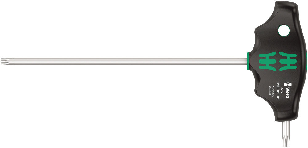 ■商品概要●サイズ (TX)：30●軸長 (mm)：200●WERA品番：05023378001■詳細説明●T型ハンドルドライバー：理想的なハンドル形状により、特に高い締め付けおよび緩みのトルクを伝達できる。●人間工学に基づいたハンドルの形...