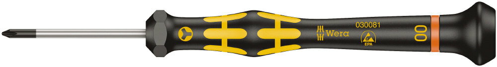 ■商品概要●サイズ：00●軸長 (mm)：40●軸径 (mm)：2.5●マイクロスティクスネジ用●静電対策仕様●WERA品番：05030081001■詳細説明●静電対策ESD精密ドライバー。●人間工学に基づいたクラフトフォームハンドルにより...