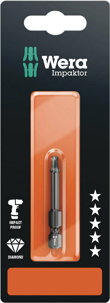 ■商品概要●先端サイズ (＃)：3●全長 (mm)：50●差込6.35mm■詳細説明●四角穴ネジ用の高品質ビットです。●インパクターテクノロジーは、極端な状況下でも平均以上の耐用年数を提供します。●ビット先端の粗いダイヤモンド粒子コーティン...