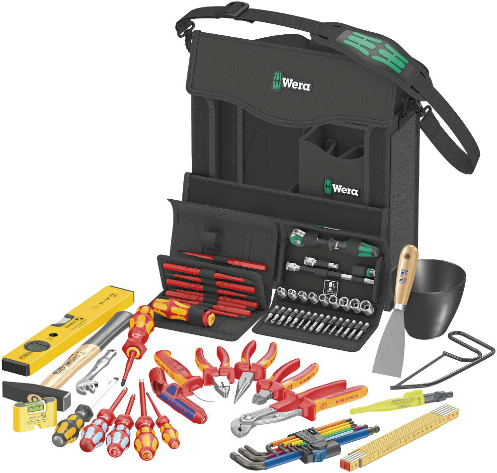 ■商品概要●入組数：73点●電気工事向け■詳細説明●Wera、Jung、KNIPEX、Lyra、PICARD、PUK、Stabilaの製品を使用した、電気技師にとって最も重要な73のツールを備えたコンパクトなツールセットです。●Wera 2...