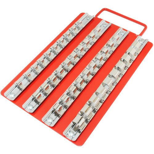 ■商品概要●本体サイズW(mm)：22●本体サイズD(mm)：152●クリップ数：1／4DR(6.3mm)×1、3／8DR(9.5mm)×2、1／2DR(12.7mm)×1●本体機能：取っ手付き■詳細説明●ソケットを収納し、保管するときに便...