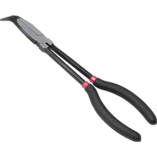 ■商品概要【素材】高炭素鋼●全長(mm)：275●重量(g)：3●先端形状：ベント45度(くわえ部ギザ付)●最大開口幅(mm)：5●ギザ部長(mm)：35■詳細説明●狭く奥まった場所でも使用できるよう、くわえ部に45度の角度をつけた、プライ...