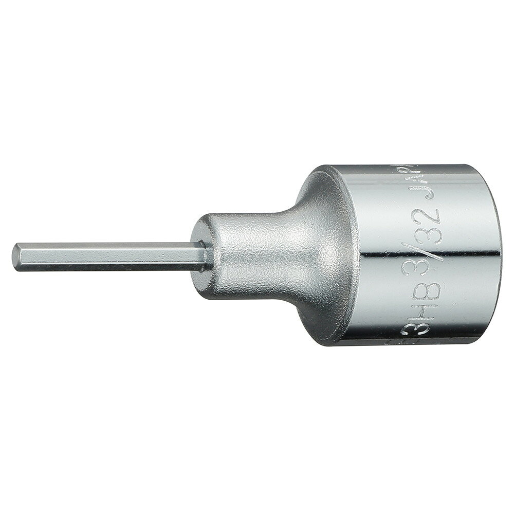 ■商品概要●差込角：9.5mm (3/8')●先端形状：ヘキサゴン●ミリ／インチ：インチ●先端規格寸法：3/32●質量：18g■注意点※メッキ仕上げの工具は手工具です。インパクトレンチなど動力工具に使用しないでください。※写真は実際の製品と...