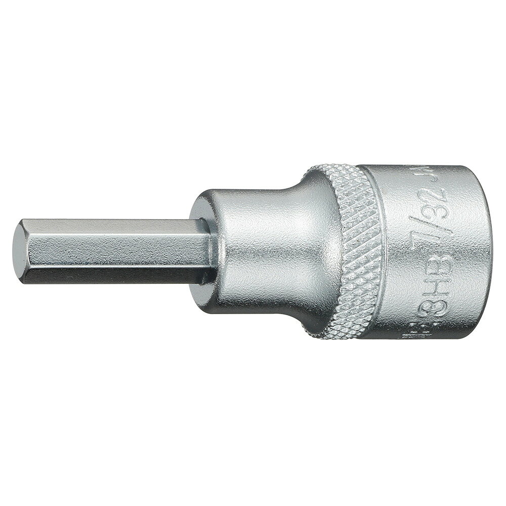 ■商品概要●差込角：9.5mm (3/8')●先端形状：ヘキサゴン●ミリ／インチ：インチ●先端規格寸法：7/32●質量：28g■注意点※メッキ仕上げの工具は手工具です。インパクトレンチなど動力工具に使用しないでください。※写真は実際の製品と...