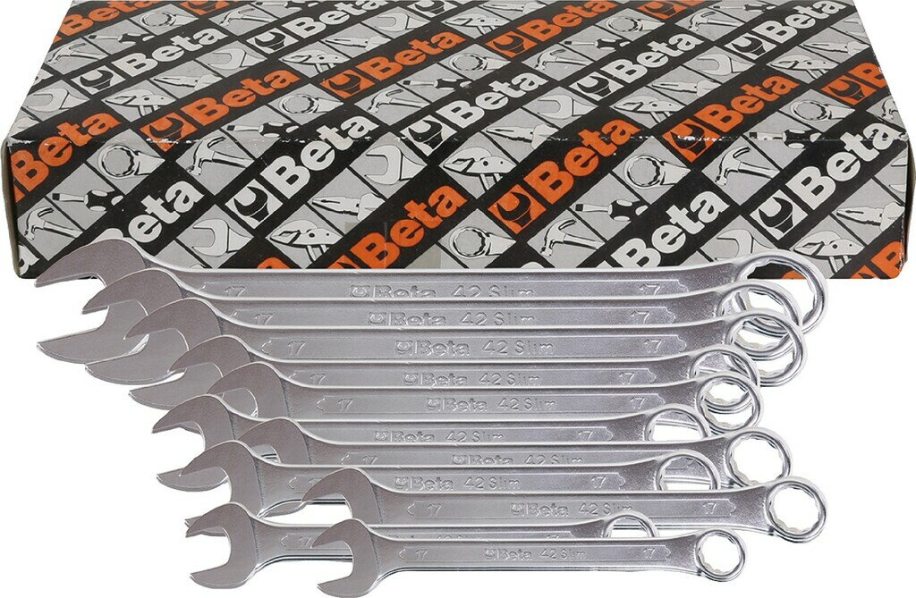 ■商品概要●入数(本)：11●質量(g)：879●セット内容：コンビネーションスパナ (42SLIM；8・10・11・12・13・14・15・16・17・18・19mm)■詳細説明●コンビネーションスパナ'42SLIM'(スリムタイプ)の1...