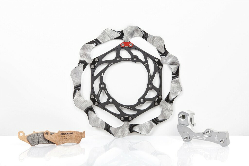 ■商品概要メーカー品番：OKBY34E■詳細説明モトクロス・エンデューロ用として開発。T型フローティング構造を採用し一般的なピンタイプのフローティングと比べ、ピンの摩耗によるガタが発生しにくくまたアウターが発生した熱をアルミ製のインナーに効...