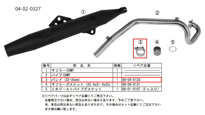 ■商品概要【画像内番号】3入数：1■32-35mmクランプ【旧品番】18373-LXD-T00対象商品品番：04-02-0327/04-02-0353/04-02-0366/04-02-0268/04-02-0348/04-02-0362/...