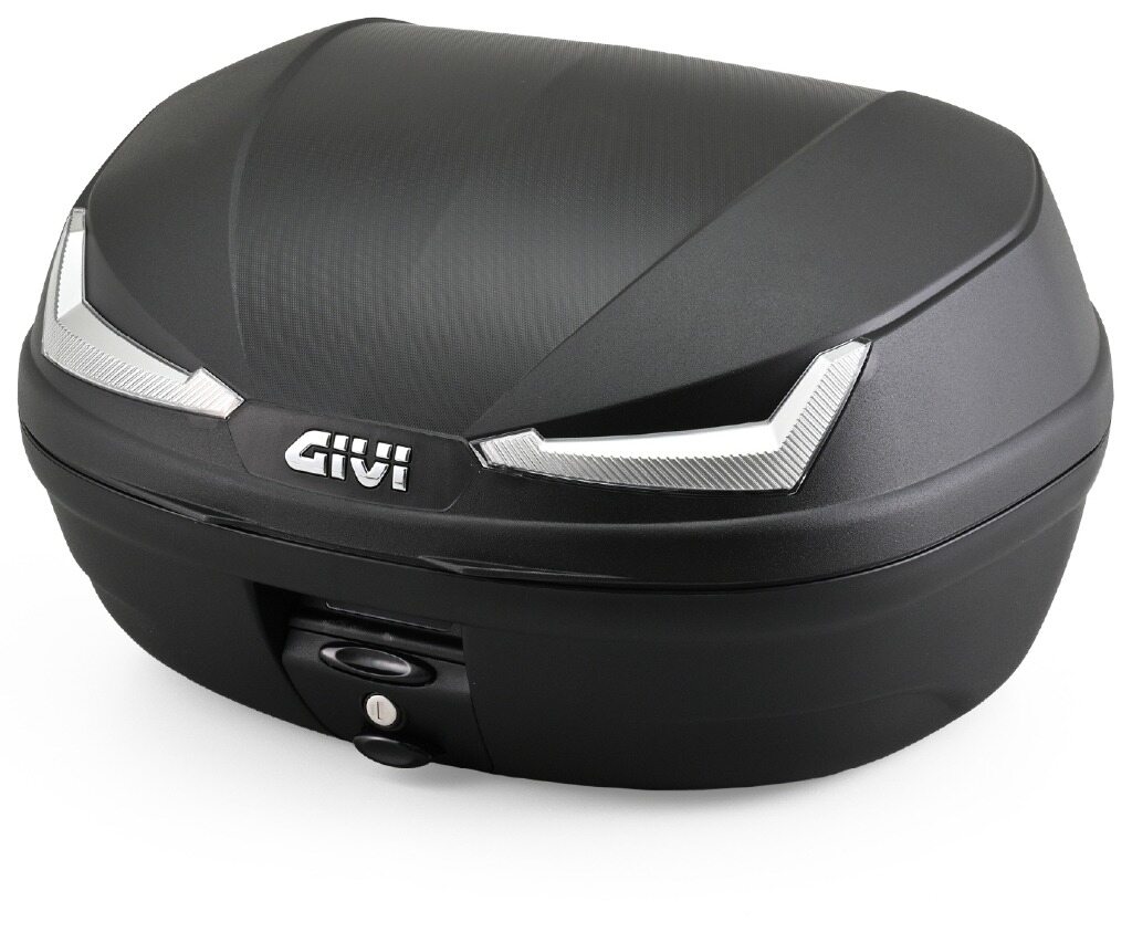 ■商品概要GIVI E455NT SIMPLY4 TECH●バイク用リアトップケース(モノロック)●フルフェイスヘルメットとカッパなどが余裕で収納できるサイズ●防犯性が高い2ボタン式フラップロック●容量：45L、最大積載重量：3kg●外寸：...