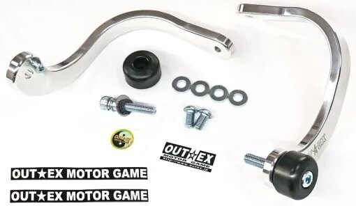 ■商品概要ハンドルバーエンドM6ボルト用【板厚10mm、板厚10mm軽量】商品内容(1)レバーガード本体 左右セット ×1(2)ジュラコンスライダー ×2(3)歯付ワッシャー ×4(4)6角キャップボルトM6×45L、13mmワッシャー、ス...