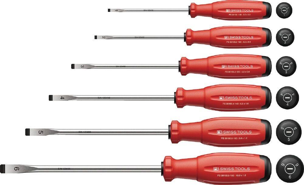 ■商品概要●質量(g)：711●セット内容・スイスグリップEVOマイナスドライバー(38100.1・2・3・4・5・6)■詳細説明●スイスグリップEVOドライバーセット6本組。●スイスグリップEVOは3種の素材からなる新型ハンドルです。●ハ...