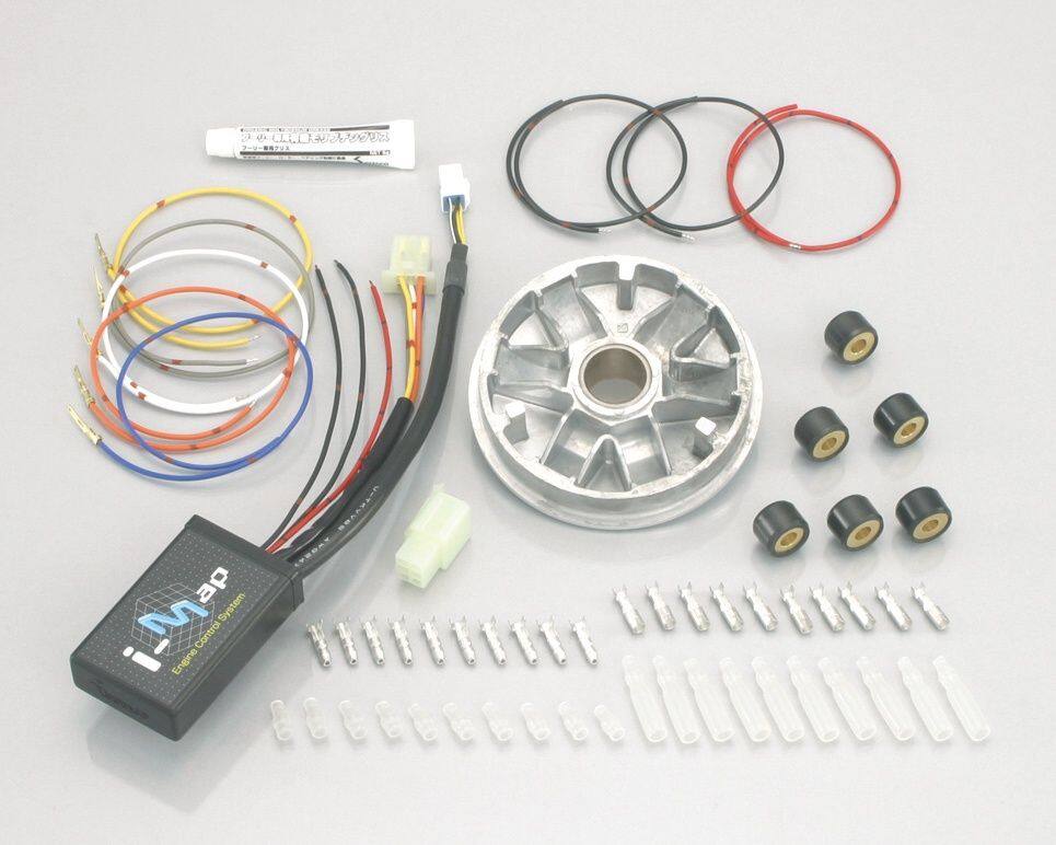 ■商品概要付属ウエイトローラー：9.0g×6(Φ17.0×12.0)■詳細説明パワードライブKIT(一部プーリーKIT)とI-MAPがセットになったフルKITです。I-MAPによるFIコントロールでエンジンをパワーアップさせることにより、高...