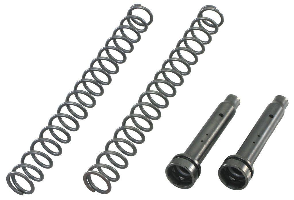 ■商品概要【仕様】油面レベル：30mm-50mm (スプリングなし／圧縮時)【セット内容】左右1セット推奨フォークオイル：KYB#15(夏季)／#10(冬季)相当品■詳細説明スプリングとシートパイプの交換でフロントフォークを約35mmローダ...