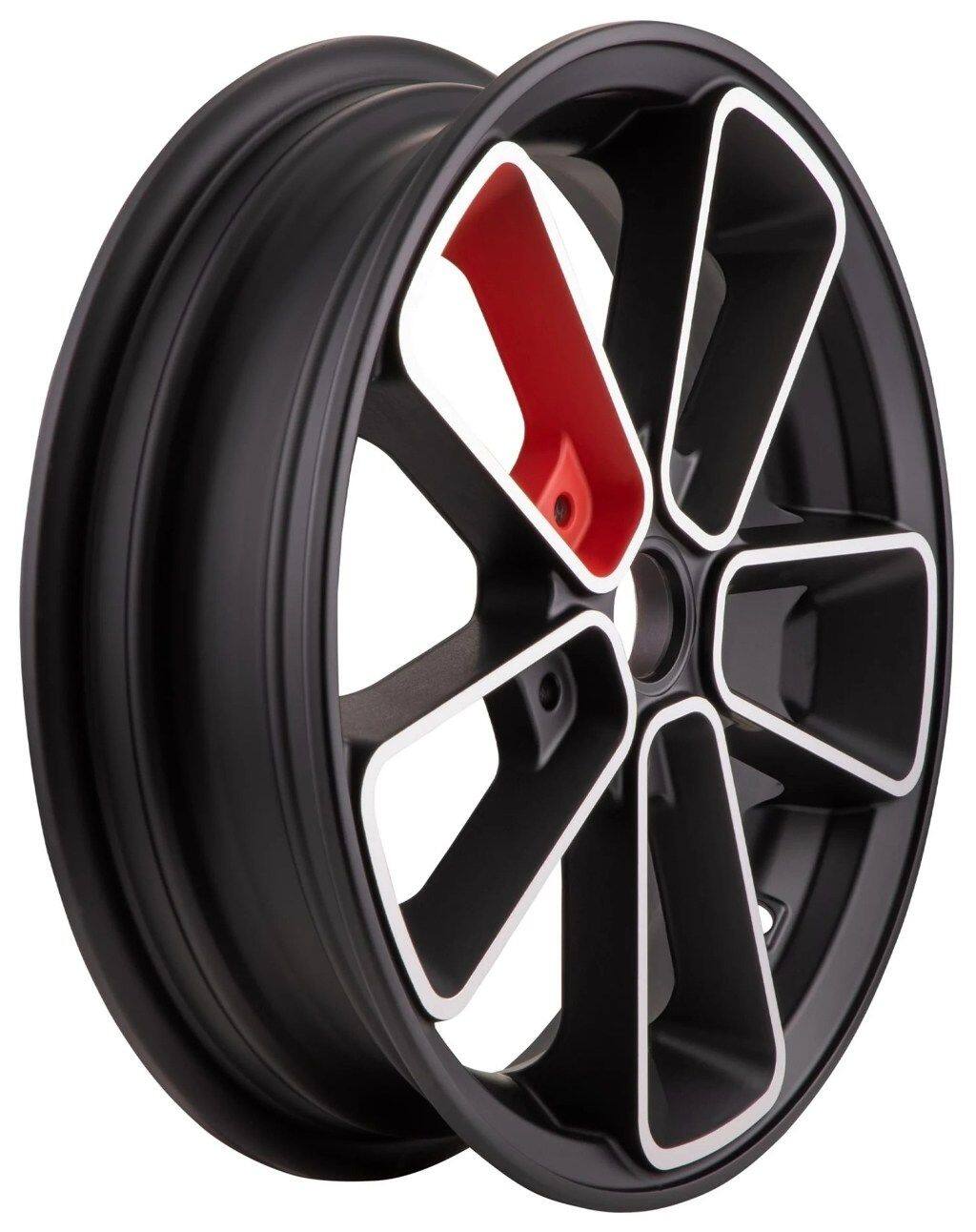 ■商品概要frontmatt black/red3.00 Φ 12'offset (ET)：20mmpitch circle diameter (PCD)：5/86mmcenter bore (CB)：46mm5 double spokes...