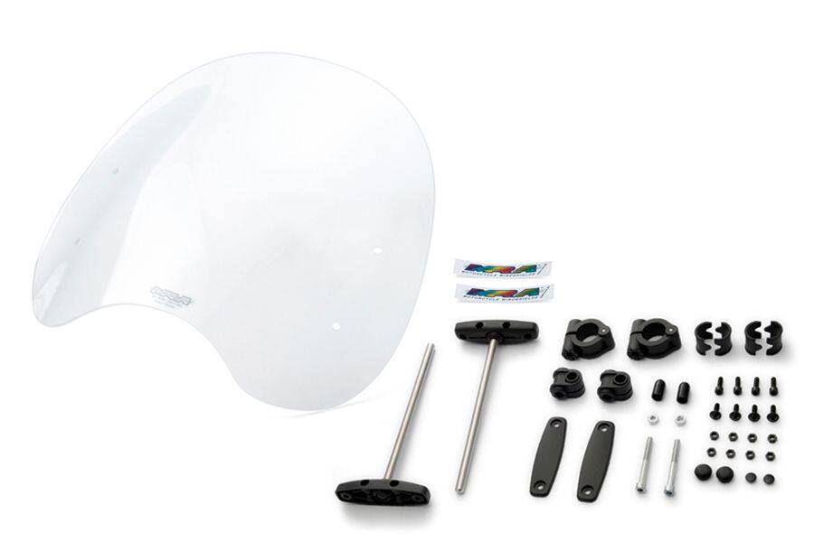 ■商品概要【キット内容】汎用スクリーン(MROC-C)＋汎用マウンティングキット(MV-NMK)ロッド長：20cmクラシックタイプ■詳細説明ミリバー＆インチバー共に対応です。■適合車種&ensp;&ensp;&ensp;備考: 汎用