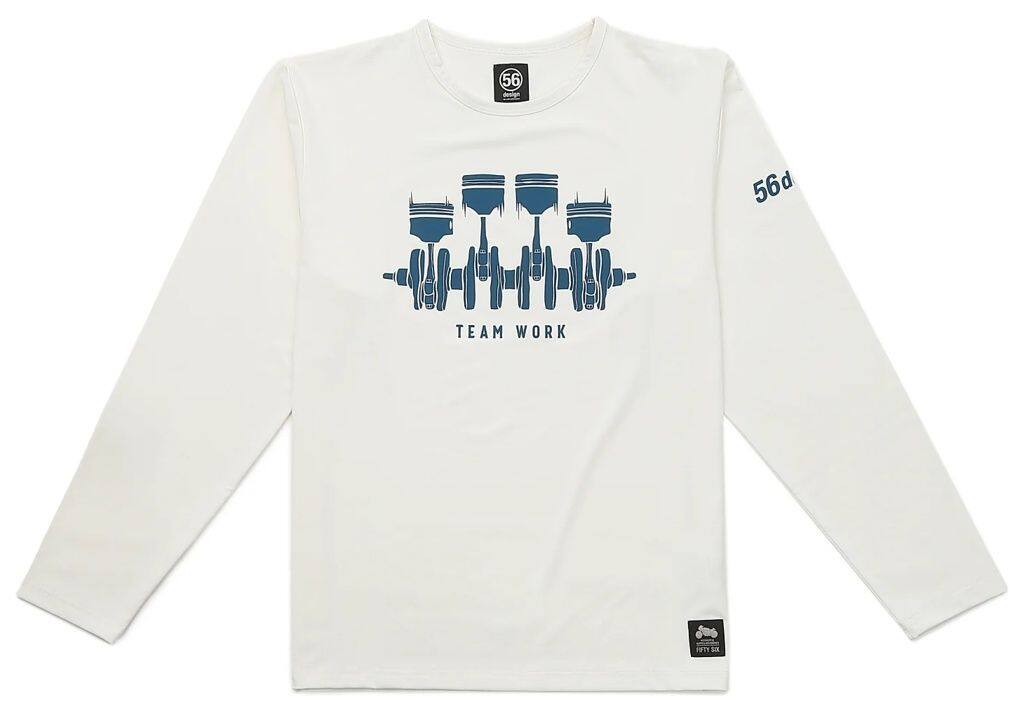 ■商品概要カラー：White／Ash Blue表地：ポリエステル 93％ ，ポリウレタン 7％HIGHCOOL-T?採用■詳細説明デザイン・バイクのエンジン内部で力強く動くピストンを、仲間と連携しながら働く'チームワーク'の象徴として表現し...