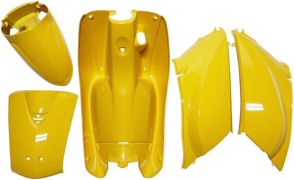 ■商品概要タイプ：5点セット外装部位：セットパーツ名：一式【材質】ABS樹脂(レッグシールド以外：耐久性が良い)PP(レッグシールド：柔軟性が良い)セット内容・付属品：フロントパネル、フロントフェンダー、サイドカバー(左右)、レッグシールド...