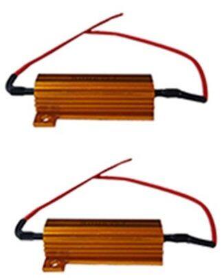 ■商品概要2個セット材質：アルミ・仕様色：オレンジ色抵抗器サイズ：5×1.7cm50W6Ω用途：バイク用■詳細説明ウインカーランプを純正球からLEDのバルブに変更した際に起こるハイフラッシャー(ハイフラ)を防止するメタルクラッド抵抗器です。...