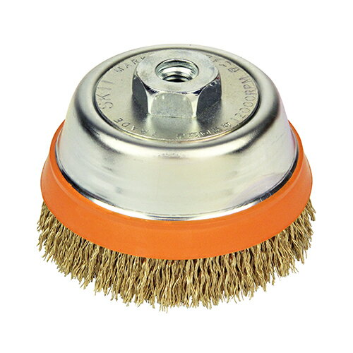 ■商品概要【素材／材質】・ワイヤー：硬鋼線に真鍮メッキ【商品仕様】外径：75mmネジ径：M10×P1.5線径：0.25mm最高使用回転数：12000min-1適用機種：ディスクグラインダー【規格】75MM■詳細説明サビにくい、折れにくい真鍮...
