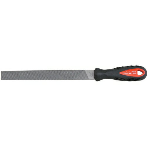 ■商品概要【商品仕様】形状：平目：荒目サイズ：刃長200mm鉄工用ソフトグリップ柄付【規格】200MM エツキ■詳細説明握りやすく、滑りにくいソフトグリップ装着のヤスリです。【用途】鉄をはじめ銅・真鍮・アルミ等の研削・研磨。【商品機能】鉄工...