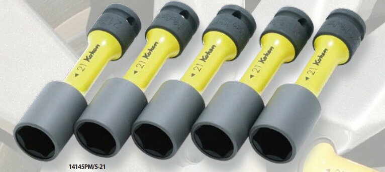 ■商品概要全長：110mm入数：1本■詳細説明タイヤ交換作業の定番、薄肉インパクトソケット・ナット穴の狭いアルミホイールにも対応可能な極薄設計・ホイールのキズ付きを防止する樹脂製ホイールプロテクター(脱着可能)を標準装備・ホイールナットのキ...