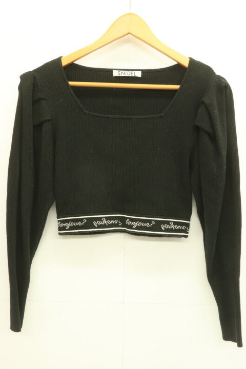 　商品状態説明 詳細説明 ヘムロゴインターシャクロップニット SNIDEL F 黒 ブラック 【状態ランク：C 使用感がありダメージが確認できる状態】 【状態備考】 全体的に毛羽立ちが見られます。 表記サイズ F 実寸サイズ 着丈 34cm...