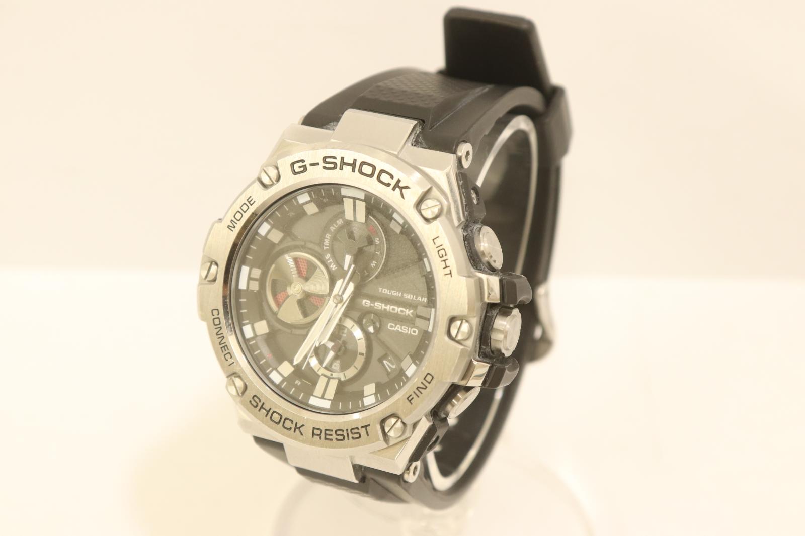 　商品状態説明 詳細説明 G-SHOCK ソーラー メンズ腕時計 CASIO -- 黒 ブラック 銀 シルバー ロゴ GST-B100-1AJF 【状態ランク：C 使用感がありダメージが確認できる状態】 【状態備考】 フェイス部分、ベルト部...