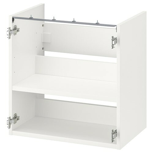 ENHET エーンヘート ベースキャビネット 洗面ボウル用 棚板付き - ホワイト 60x40x60 cm. 洗面ボウル用の棚板付きベースキャビネット。乱雑になりがちなタオルや衛生用品を隠して収納できます たっぷり収納できる棚と、キャビネッ...