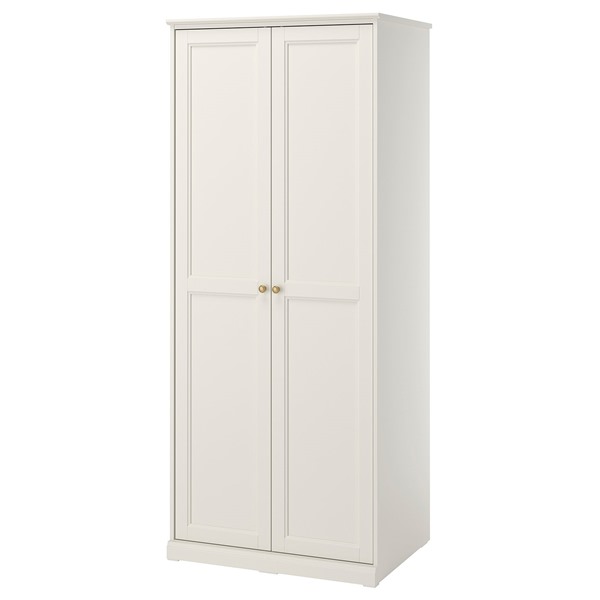 FAGELFJALLET フォーゲルフィェレット ワードローブ 扉2枚付 - オフホワイト 82x60x194 cm. 大容量で、しかも置き場所を選ばないワードローブ。ハンガーレール付きで、たたんだ衣類や靴の収納に便利なシェルフも付いていま...