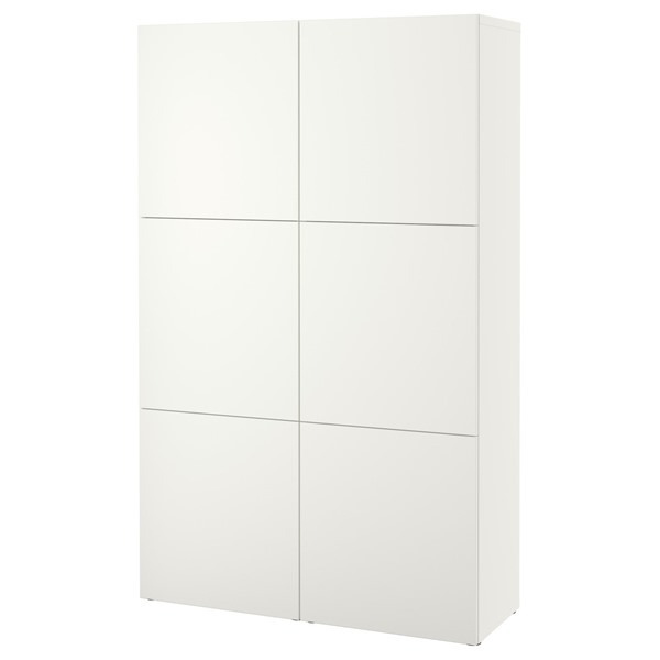 BESTA ベストー 収納コンビネーション 扉付 - ホワイト/ラップヴィーケン ホワイト 120x42x193 cm. 10年品質保証付きです。 詳しくは「品質保証のご案内」をご覧ください 扉はホコリを防ぐだけでなく、インテリアのアクセン...