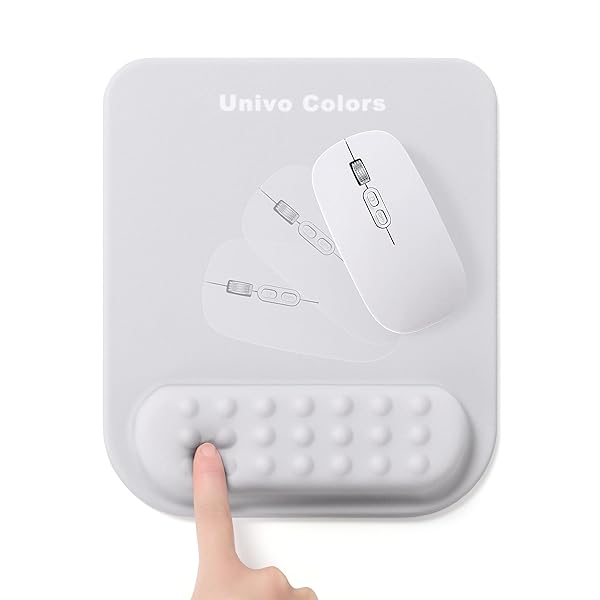 UnivoColors マウスパッド リストレスト一体型マウスパッド 人間工学デザイン 柔らかい素材 ストレス解放 手首置き 疲労低減 通気性 あり 肌に刺激なし マッサージホール付き 滑り止め(グレー)ブランド色グレー(MP)モデルMP6...