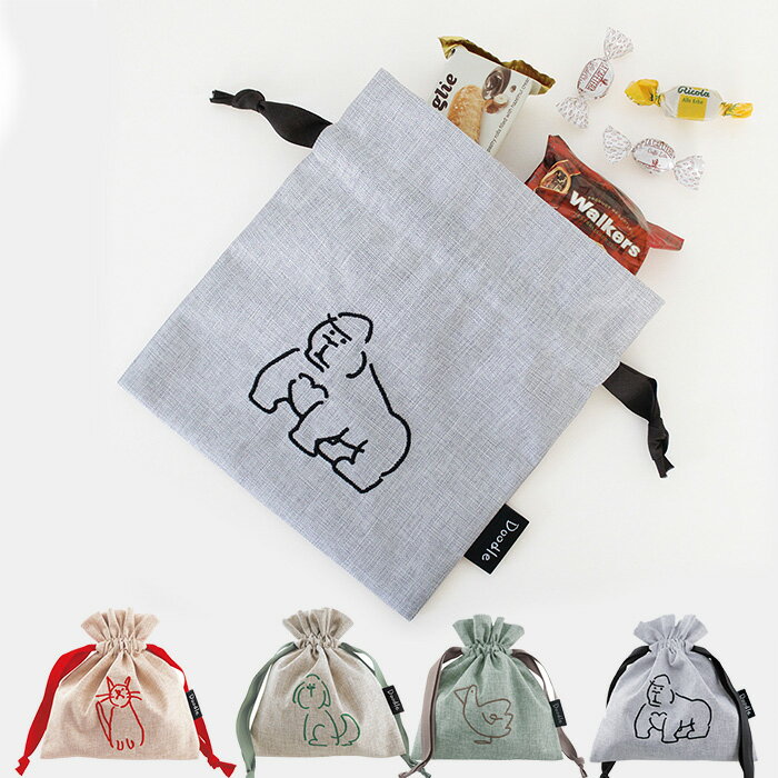 Doodle MINI SACK 落書きのような可愛い動物たちの刺繍がポイントのミニ巾着袋。バッグの中を整理するバッグインポーチとしても活躍します。子供用のコップ、コスメ、アクセサリーやモバイルバッテリーなどの収納に最適なサイズ。 製品仕様...