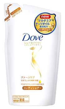 リニューアルに伴いパッケージ・内容等予告なく変更する場合がございます。予めご了承ください。 名　称 ダヴ　ダメージケア　コンディショナー　つめかえ用 内容量 350g 特　徴 ◆自然由来のマカダミアナッツオイル(保湿成分)配合処方で、 髪の...