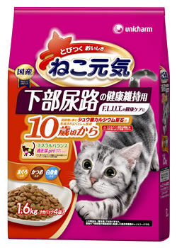 リニューアルに伴いパッケージ・内容等予告なく変更する場合がございます。予めご了承ください。 名　称 ねこ元気　下部尿路の健康維持用　10歳頃から　まぐろ・かつお・白身魚入り 内容量 1.6kg 特　徴 ◆おいしさと栄養バランスを考えたお魚の...