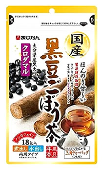 リニューアルに伴いパッケージ・内容等予告なく変更する場合がございます。予めご了承ください。 名　称 あじかん　国産黒豆ごぼう茶 内容量 1.5g×18包 特　徴 ◆「国産黒豆ごぼう茶」は、あじかんのおいしい「焙煎ごぼう茶」に甘みが強い大分県...
