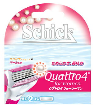 リニューアルに伴いパッケージ・内容等予告なく変更する場合がございます。予めご了承ください。 名　称 シック　クアトロ4　フォーウーマン　替刃 内容量 2個 特　徴 ◆パパイヤエッセンス＆パール配合のスムーザー付き4枚刃 ◆セーフティワイヤー...