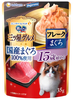 リニューアルに伴いパッケージ・内容等予告なく変更する場合がございます。予めご了承ください。 名　称 銀のスプーン　三ツ星グルメ　パウチ　国産まぐろ100％使用　フレーク　15歳頃から　まぐろ 内容量 35g 特　徴 ◆国産まぐろ100％のフ...