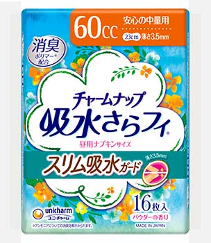 リニューアルに伴いパッケージ・内容等予告なく変更する場合がございます。予めご了承ください。 名　称 チャームナップ　スリム　吸水さらフィ　吸水ガード　安心の中量用　パウダーの香り 内容量 16枚/長さ：23cm、薄さ：約3.5mm 特　徴 ...