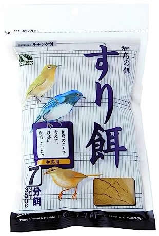 リニューアルに伴いパッケージ・内容等予告なく変更する場合がございます。予めご了承ください。 名　称 ワンバード　すり餌　7分 内容量 350g 特　徴 ◆和鳥のことを考えて、丹念に配合しました。 ◆和鳥用 原材料 きな粉、米ヌカ、青菜粉(ア...