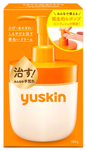 リニューアルに伴いパッケージ・内容等予告なく変更する場合がございます。予めご了承ください。 名　称 Yuskin　ユースキン　ポンプ 内容量 180g 特　徴 ◆治す！みんなの手荒れ 黄色の濃厚なめらかクリームが、ひび・あかぎれ・しもやけを...