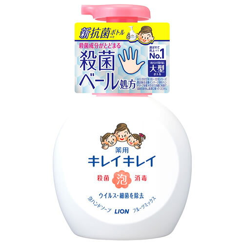 リニューアルに伴いパッケージ・内容等予告なく変更する場合がございます。予めご了承ください。 名　称 キレイキレイ　薬用　泡ハンドソープ　フルーツミックスの香り　本体　大型サイズ 内容量 500ml 特　徴 ◆殺菌泡消毒 ◆殺菌成分が手にとど...
