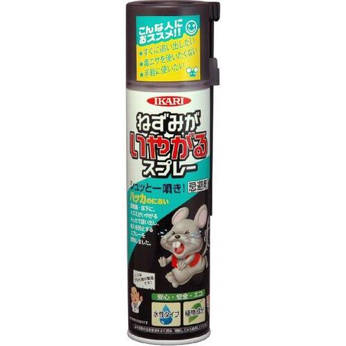 リニューアルに伴いパッケージ・内容等予告なく変更する場合がございます。予めご了承ください。 商品名称 ねずみいやがるスプレー 内容量 320ml 特徴 強力なハッカ臭で屋根裏・床下のネズミを追い出します。 区分 ねずみ用忌避剤/原産国　日本...