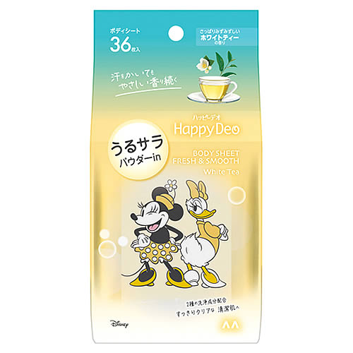 リニューアルに伴いパッケージ・内容等予告なく変更する場合がございます。予めご了承ください。 実際の商品と掲載画像及びキャラクターが一部異なる場合がございます。ご了承ください。 名　称 マンダム　ハッピーデオ　ボディシート　うるサラ　ホワイト...