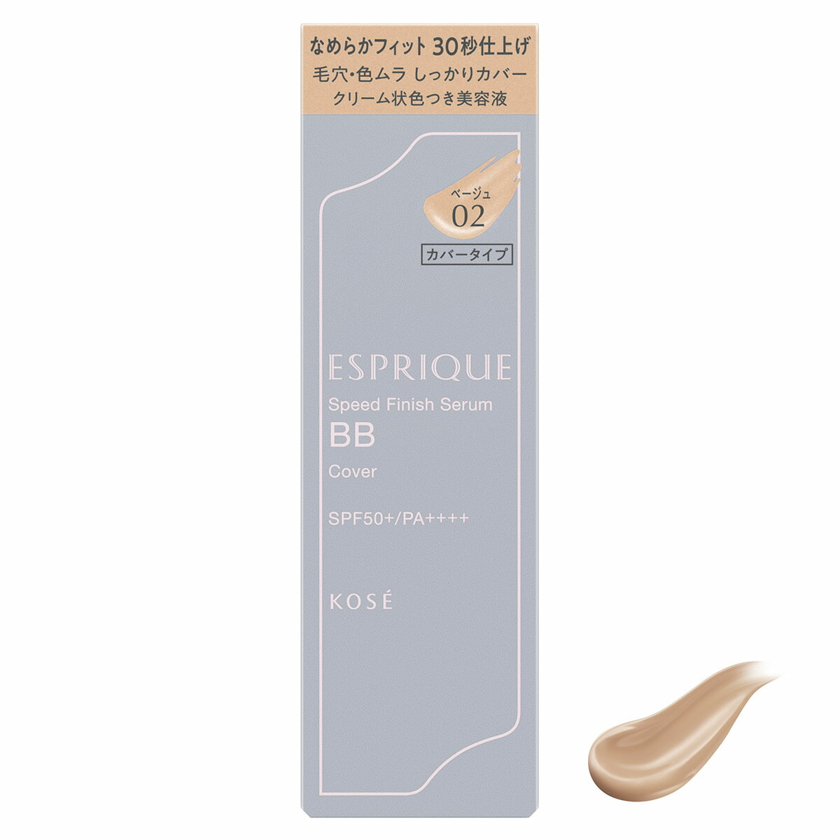リニューアルに伴いパッケージ・内容等予告なく変更する場合がございます。予めご了承ください。 商品名称 エスプリーク　スピードフィニッシュセラムBBカバー　＃002 内容量 30g 特　徴 なめらかフィット30秒仕上がりで、毛穴色むらをしっか...