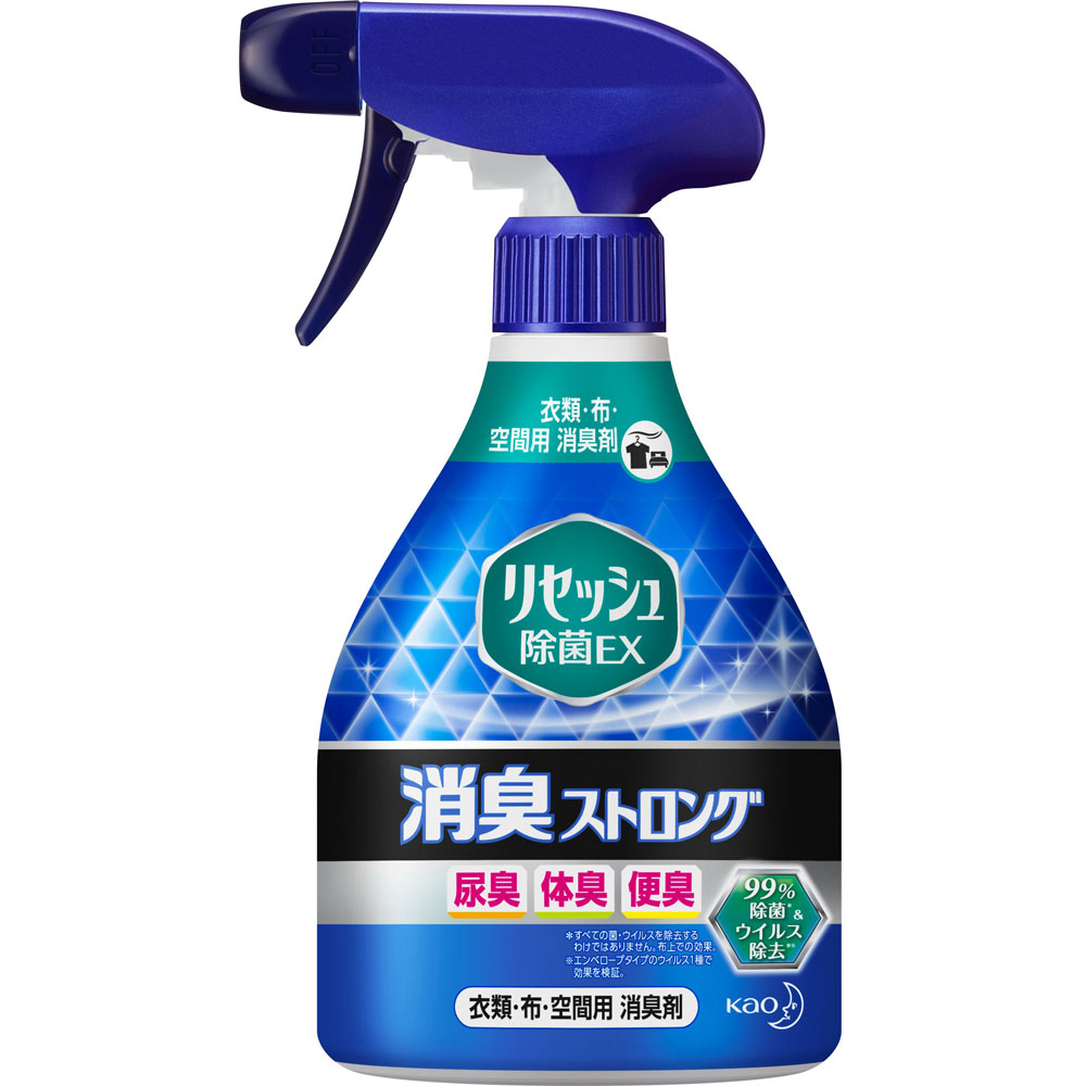 リニューアルに伴いパッケージ・内容等予告なく変更する場合がございます。予めご了承ください。 名　称 リセッシュ　除菌EX　消臭ストロング　本体 内容量 370ml 特　徴 ◆衣類・布・空間用消臭剤 99.9％除菌＊＆ウイルス除去＊※ ＊すべ...