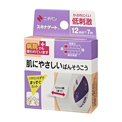 リニューアルに伴いパッケージ・内容等予告なく変更する場合がございます。予めご了承ください。 名　称 ニチバン　スキナゲート　SG127 内容量 12mm幅×7m 特　徴 ◆極低刺激テープ（フィルムタイプ） 高い透湿性と柔軟性で、皮膚刺激を抑...